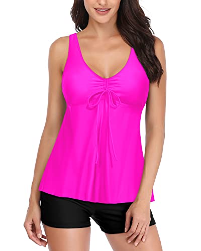 Long Torso Tankini Top With Knot & Drawstring Tank Top With Boy Shorts ...